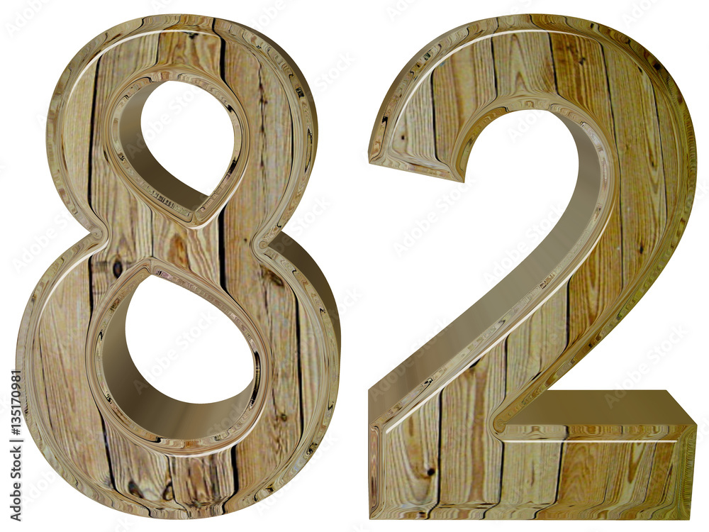 Numeral 82, eighty two, isolated on white background, 3d render Stock ...