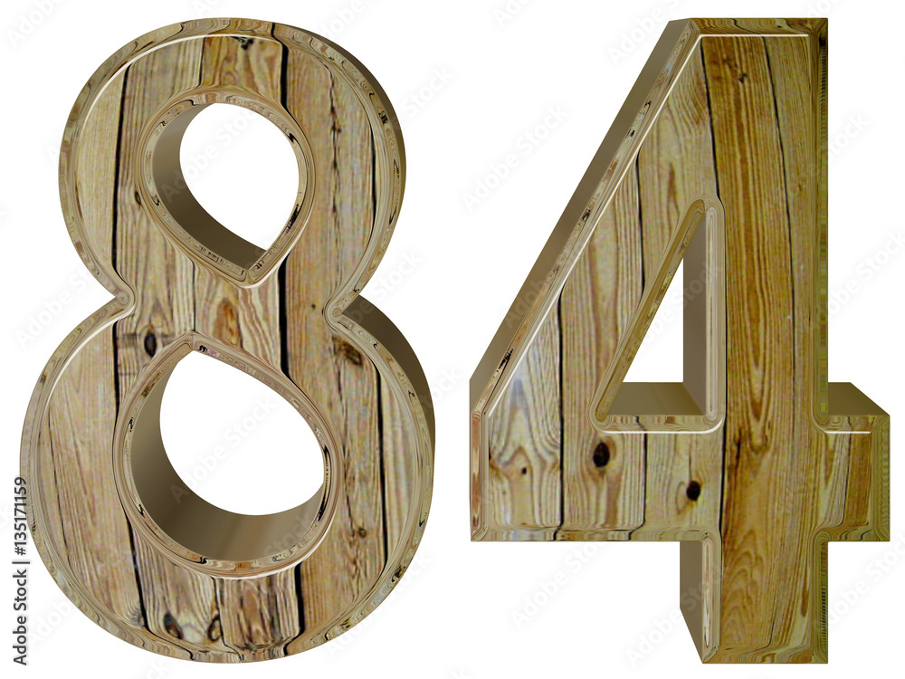 Numeral 84, eighty four, isolated on white background, 3d render Stock ...