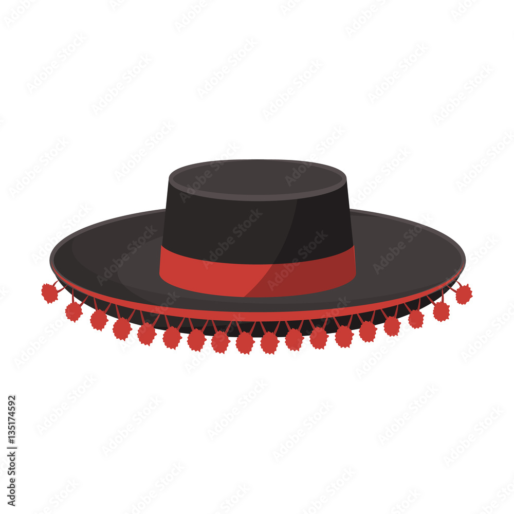 Traditional spanish hat icon in cartoon style isolated on white ...