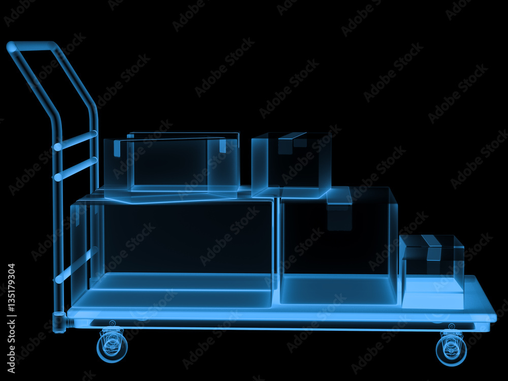 x ray trolley with storage boxes Stock Illustration | Adobe Stock