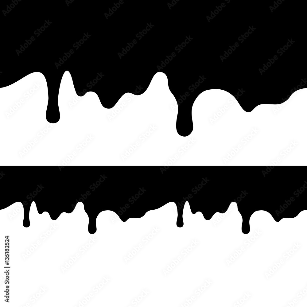 Black paint dripping isolated on white background. flat dark oil is ...