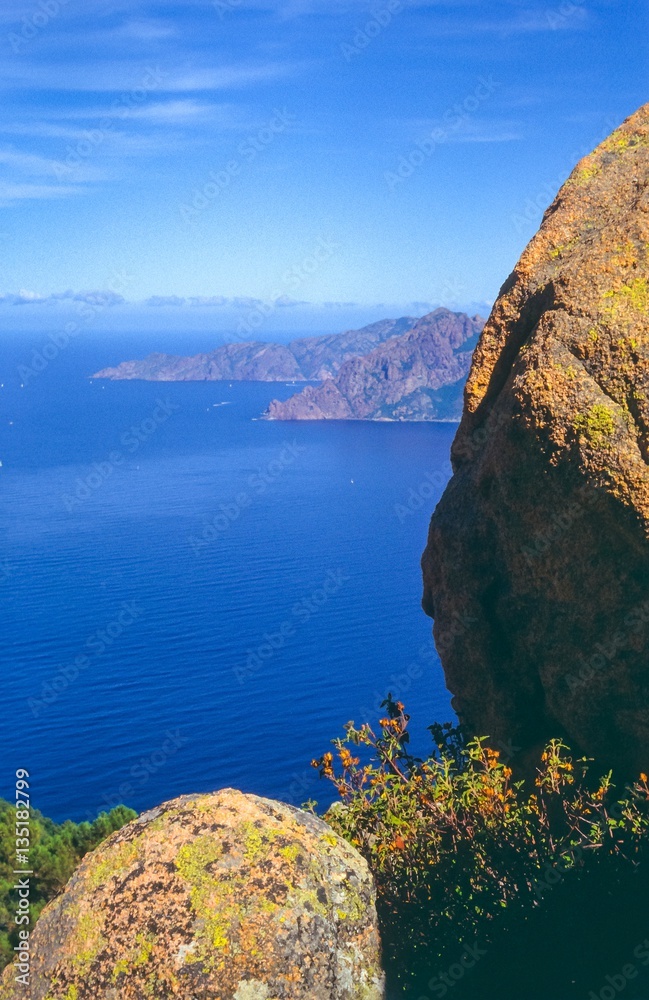 Blick von den Calanche / Calanches / Calanques de Piana / di Piana auf ...