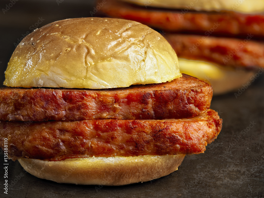 rustic spiced ham luncheon meat sandwich Stock Photo | Adobe Stock