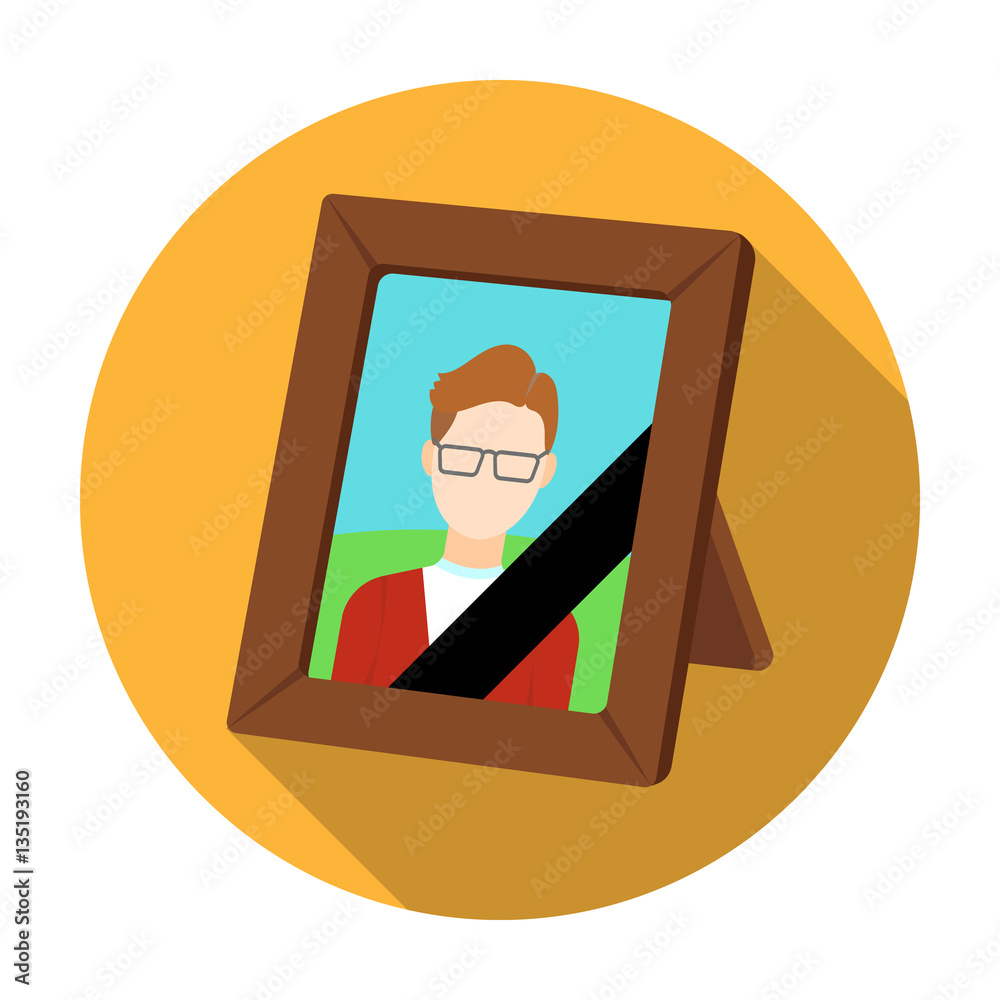 Portrait of deceased person icon in flat style isolated on white ...