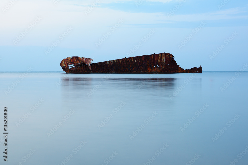 Photo & Art Print great old rusty ship capsized, Aliaksei Luskin