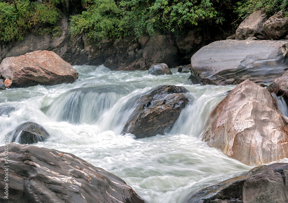 New bridge across Madi Khola on the way to Annapurna - Nepal, Himalaya ...