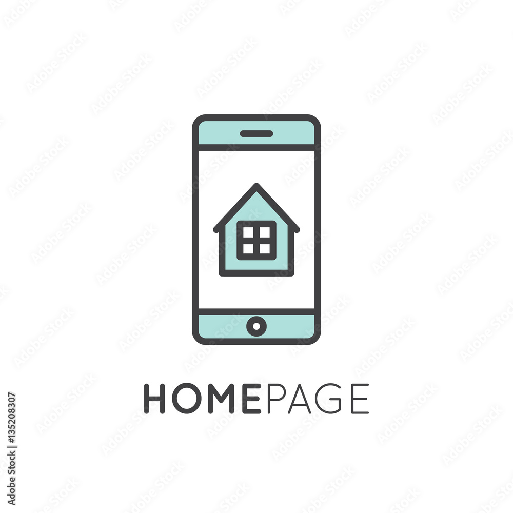 Vector icon style illustration logo thin line laptop and mobile phone ...