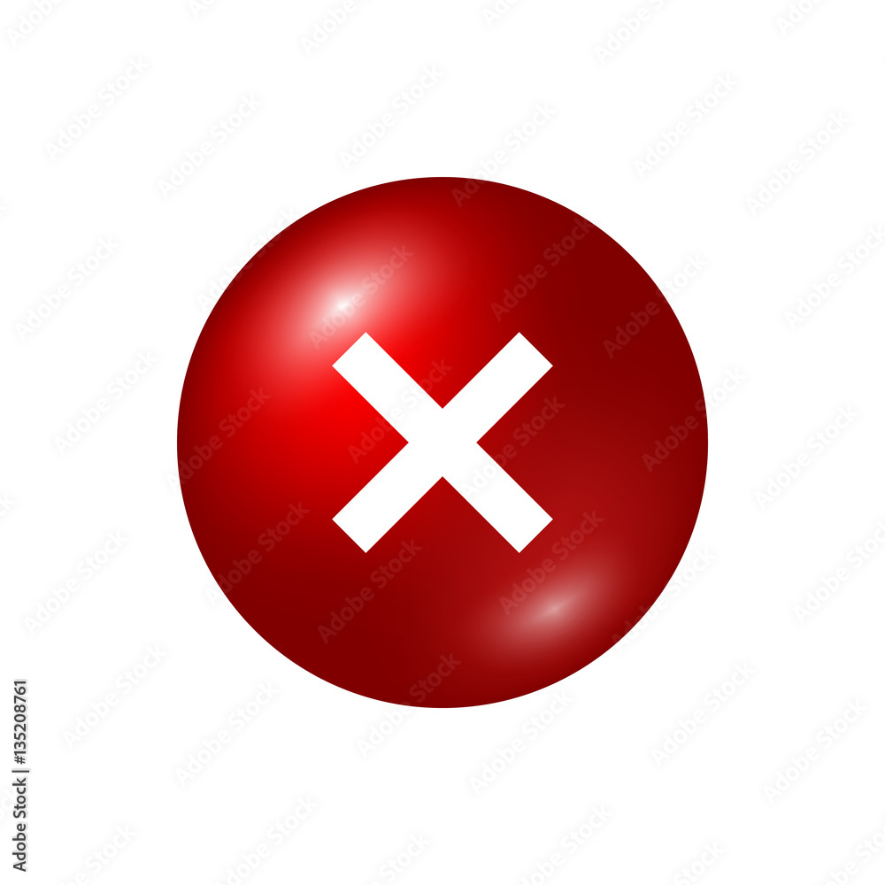 Cross sign element. Red X icon isolated on white background. Mark ...