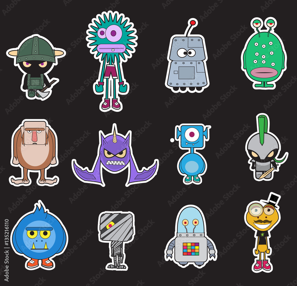 Little monsters pack vector Stock Vector | Adobe Stock