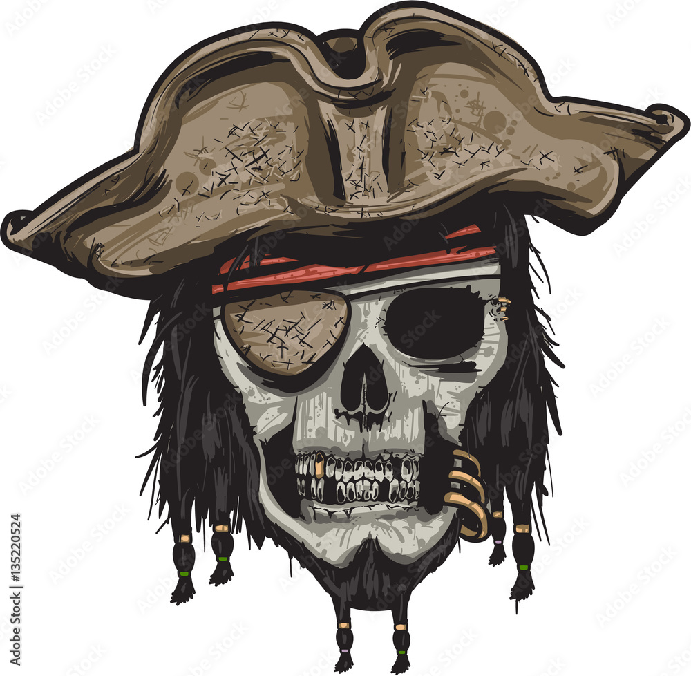 Pirate head skull Stock Vector | Adobe Stock