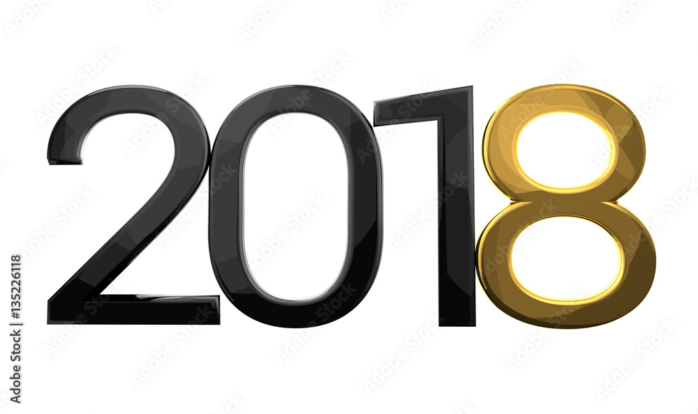 2018 year number black and golden 3d render Stock-Illustration | Adobe ...