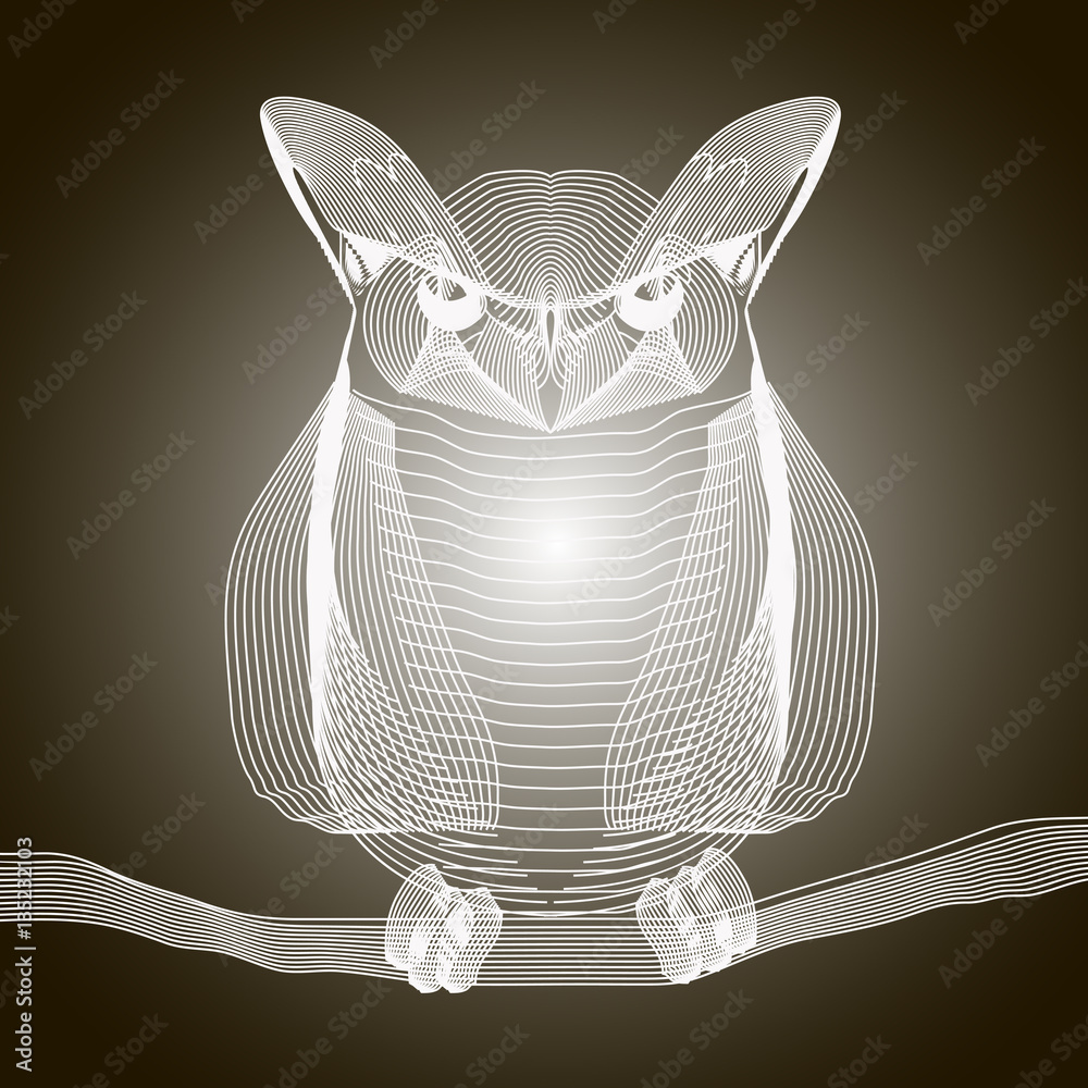 Owl x-ray stylize illustration on a gray background Stock Vector ...