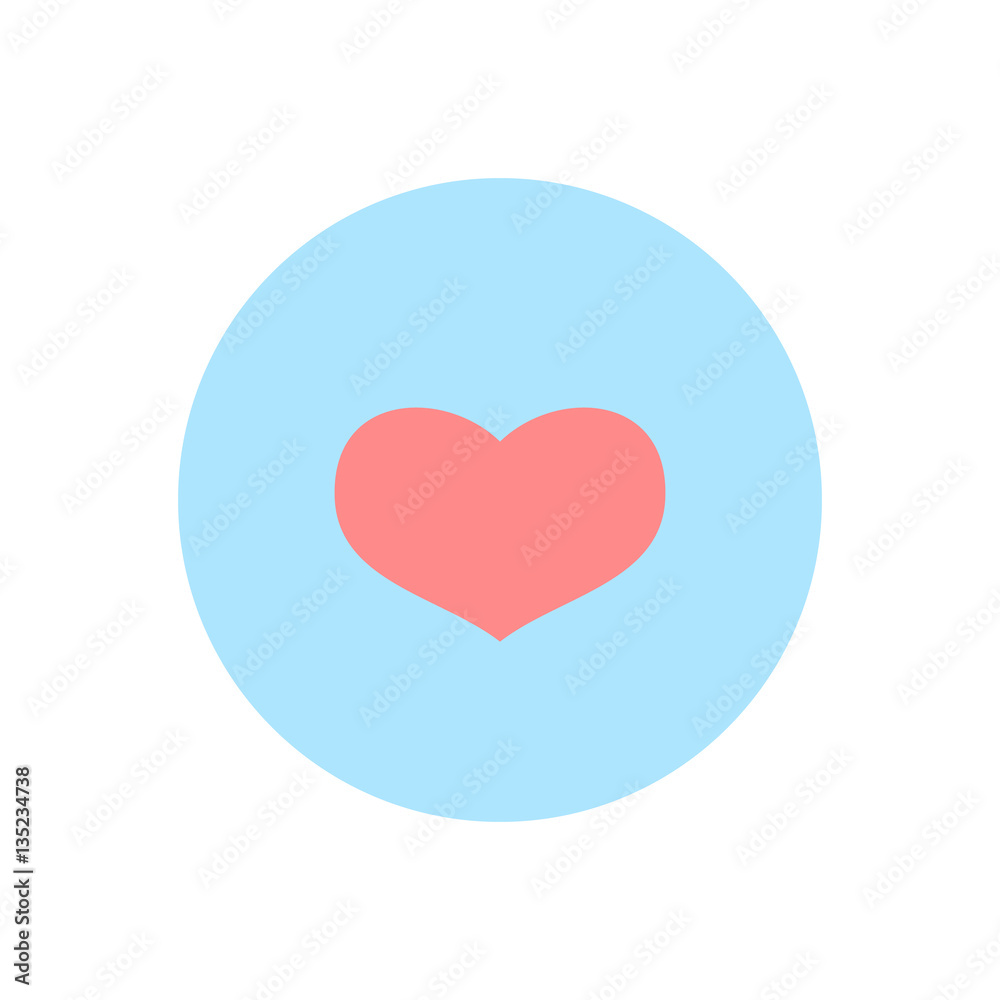 Pink abstract Valentine's heart sign, blank button template and blue ...
