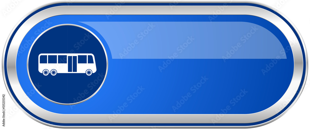 Bus long blue web and mobile apps banner isolated on white background ...