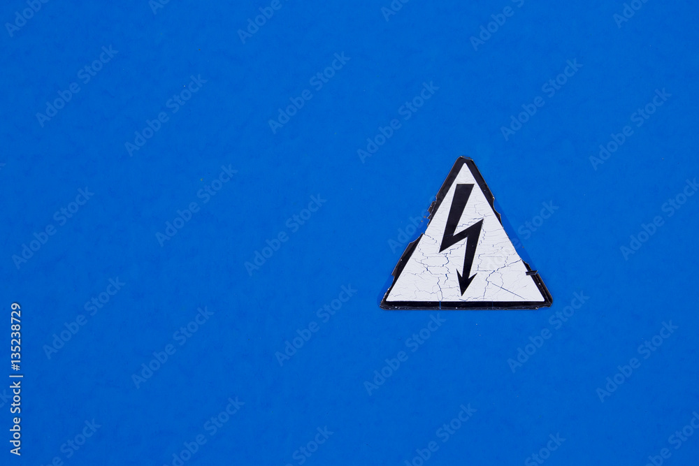 Triangular sign of danger of electric shock Stock Photo | Adobe Stock