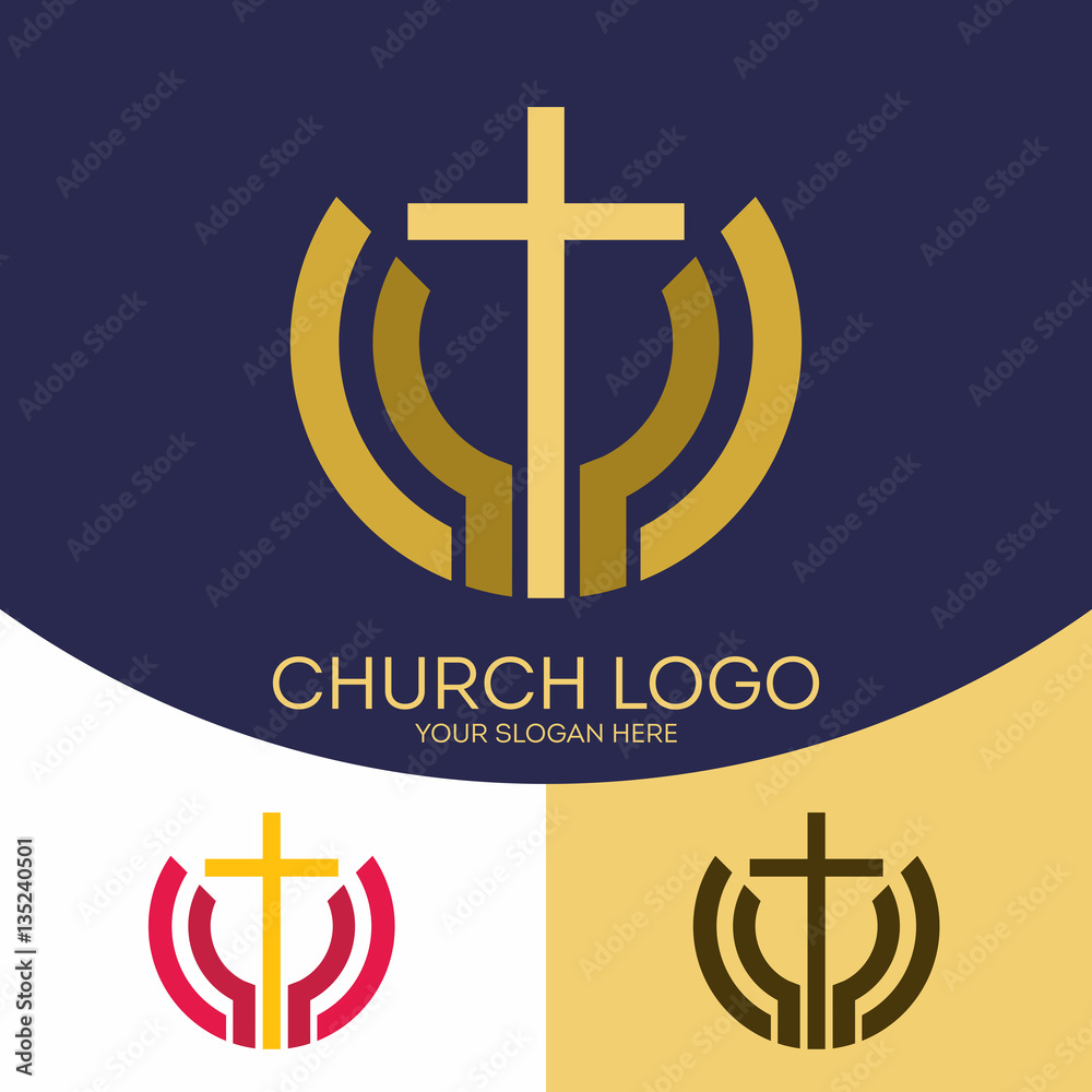 Church logo. Christian symbols. The cross of Jesus Christ, and graphic ...