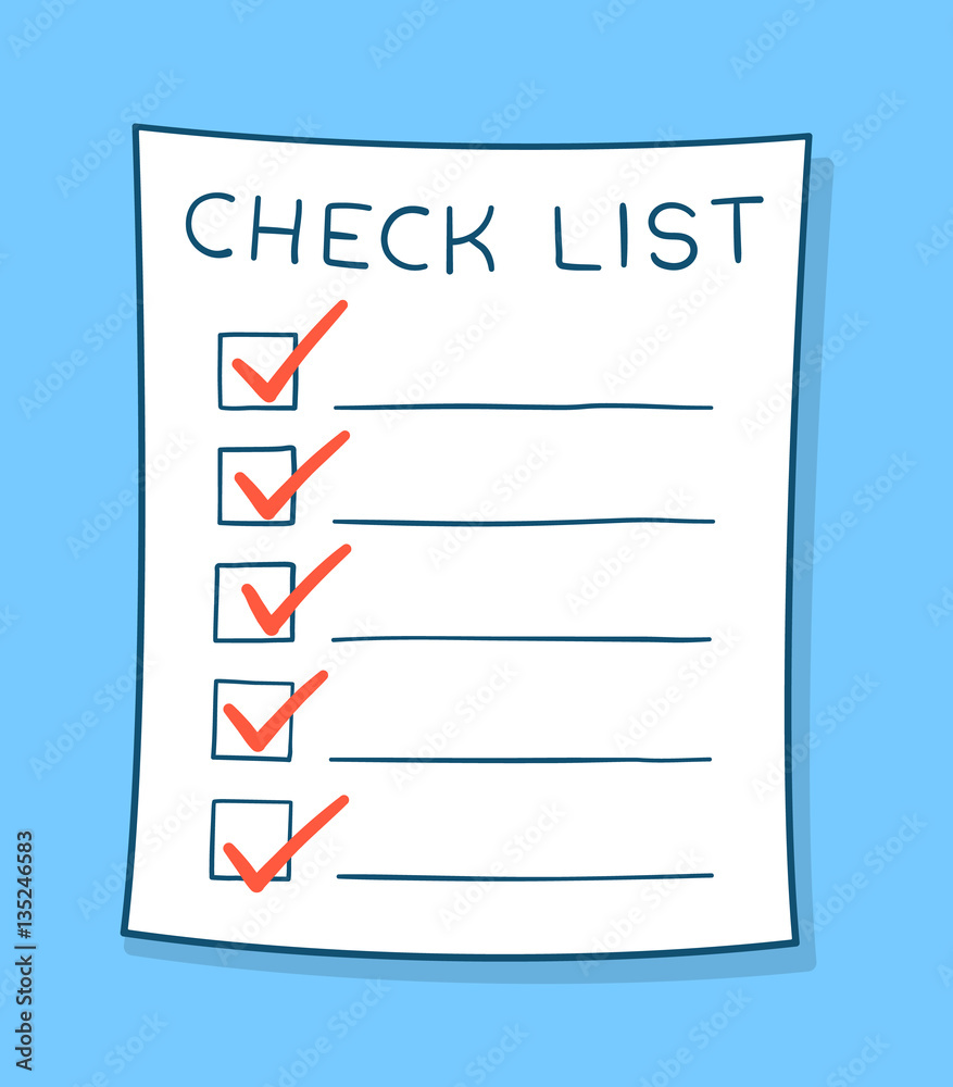 Cartoon checklist with red check marks Stock Vector | Adobe Stock