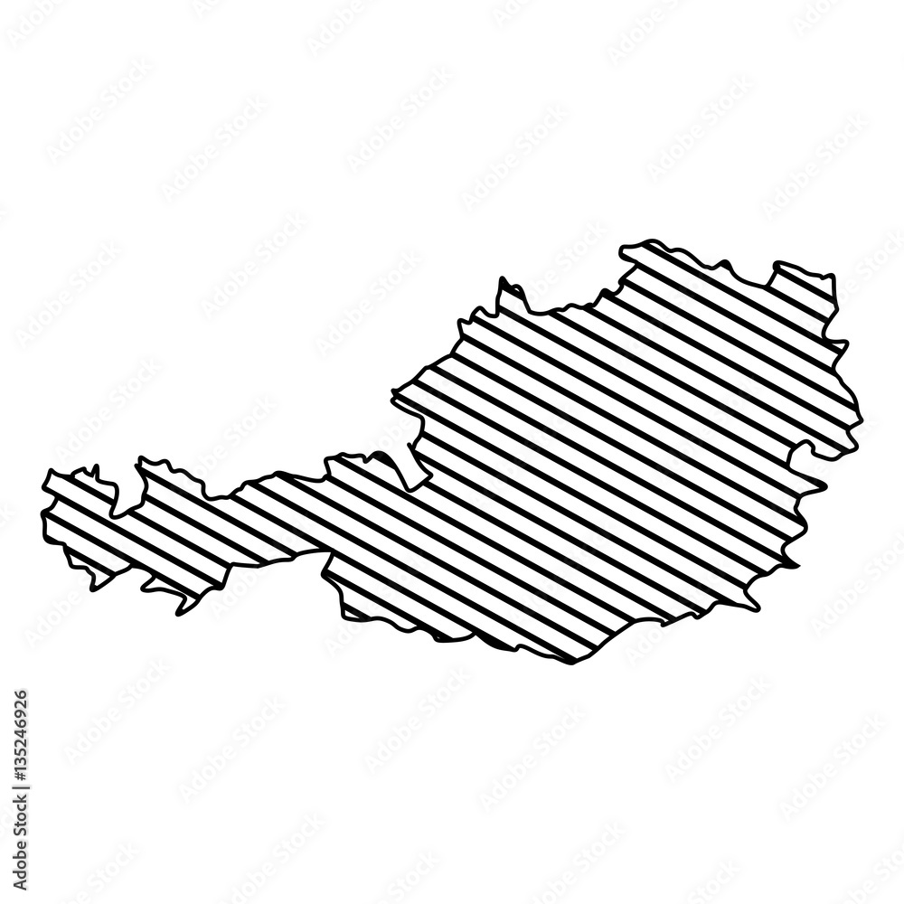 silhouette monochrome map of austria with striped inside vector ...