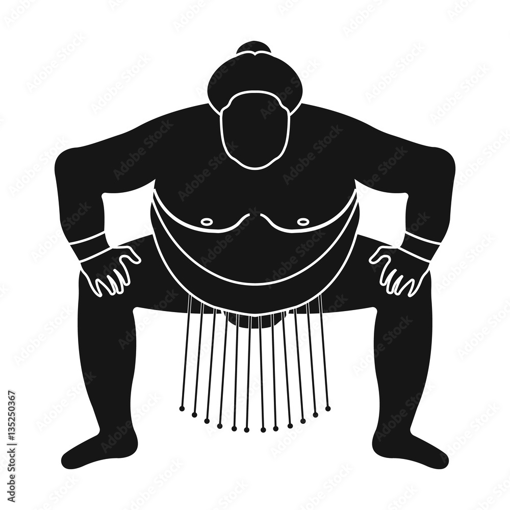 Sumo wrestler icon in black style isolated on white background. Japan ...