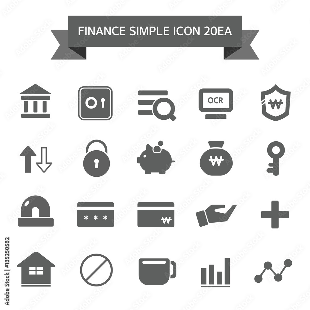 Banking Simple Icon Set Stock Vector | Adobe Stock