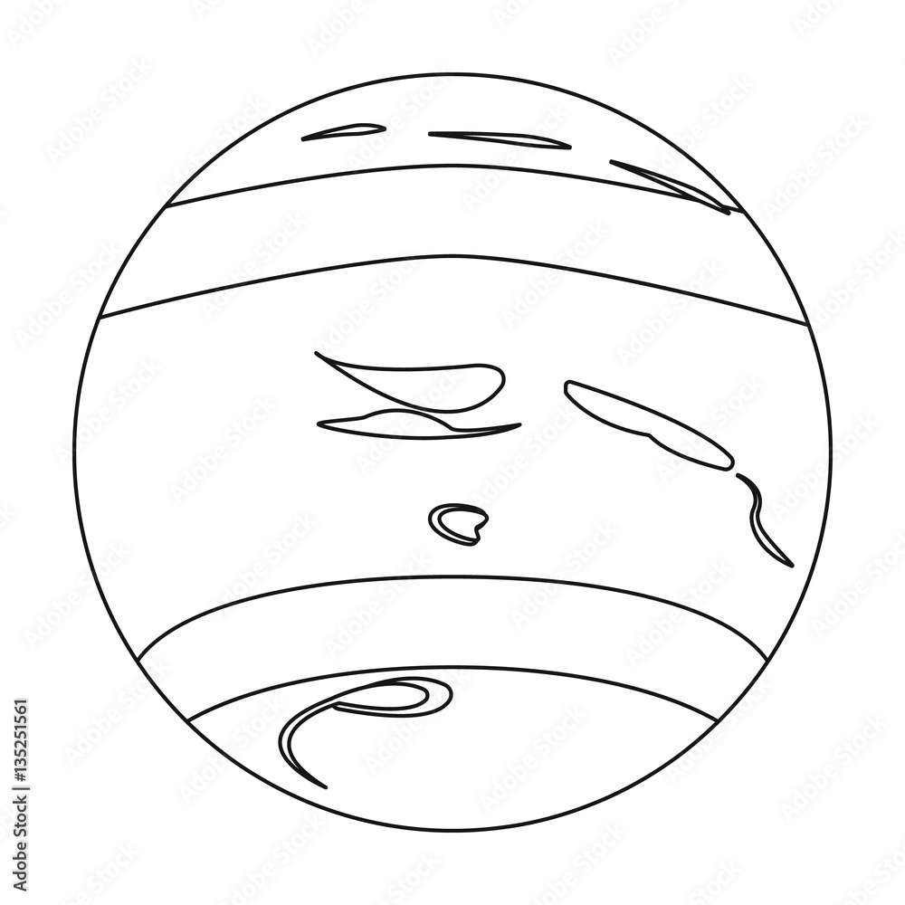 Neptune icon in outline style isolated on white background. Planets ...