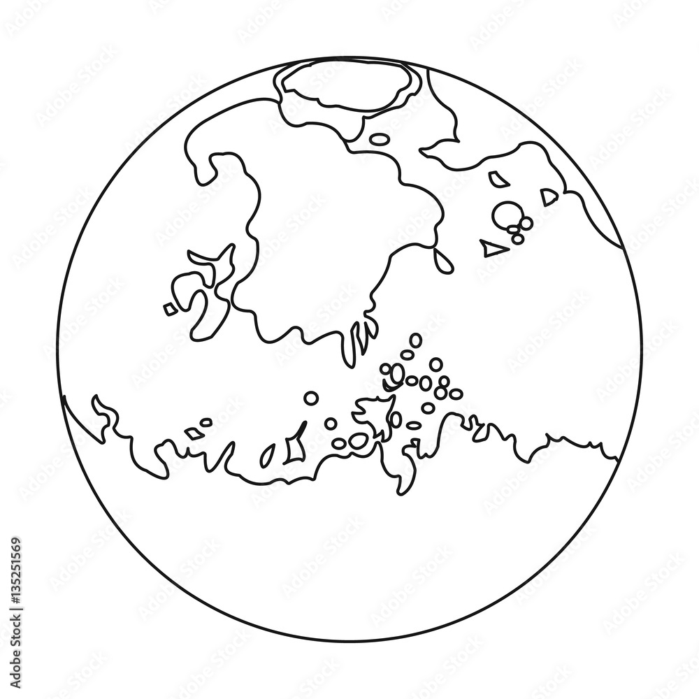 Mars icon in outline style isolated on white background. Planets symbol ...