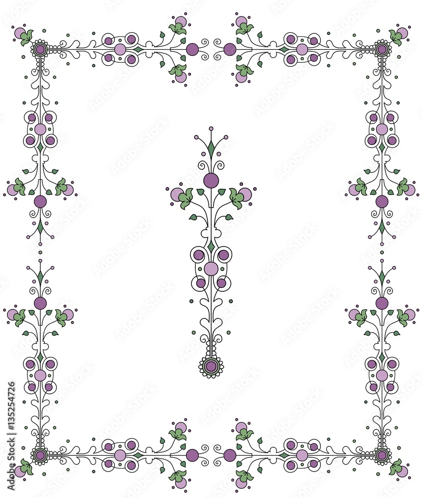 Frilly border design with decorative element. Fanciful pixie land style ...