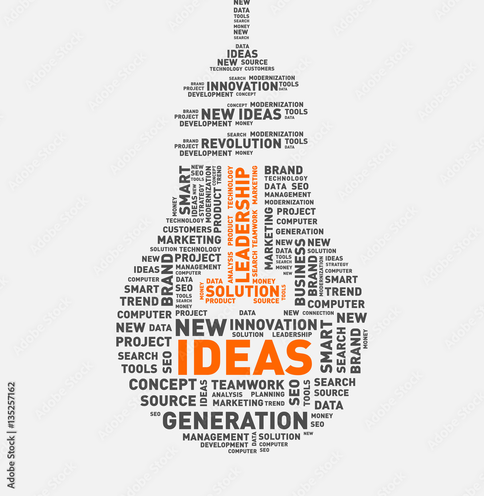Vector word cloud of ideas light bulb / vector illustration eps-10 ...