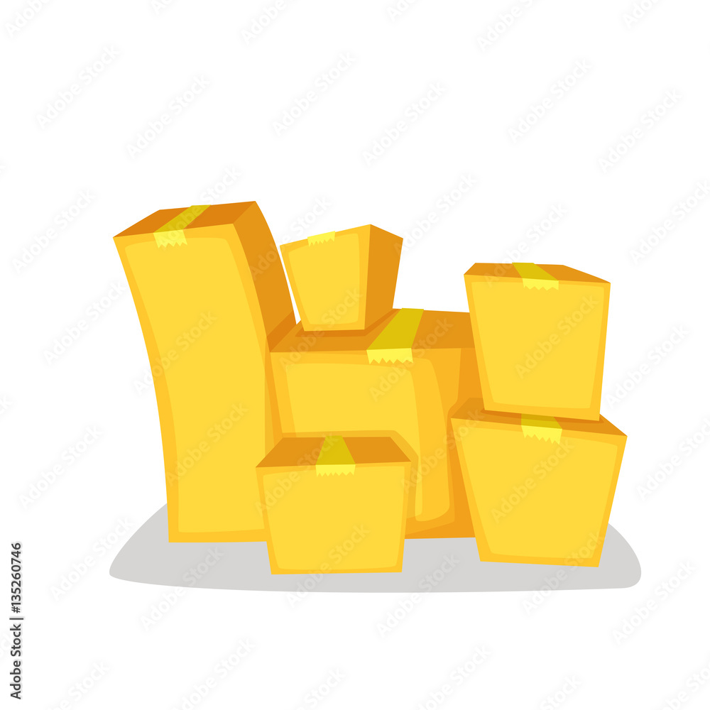 Pile of goods. Cardboard boxes Stack. Cartoon style vector illustration ...