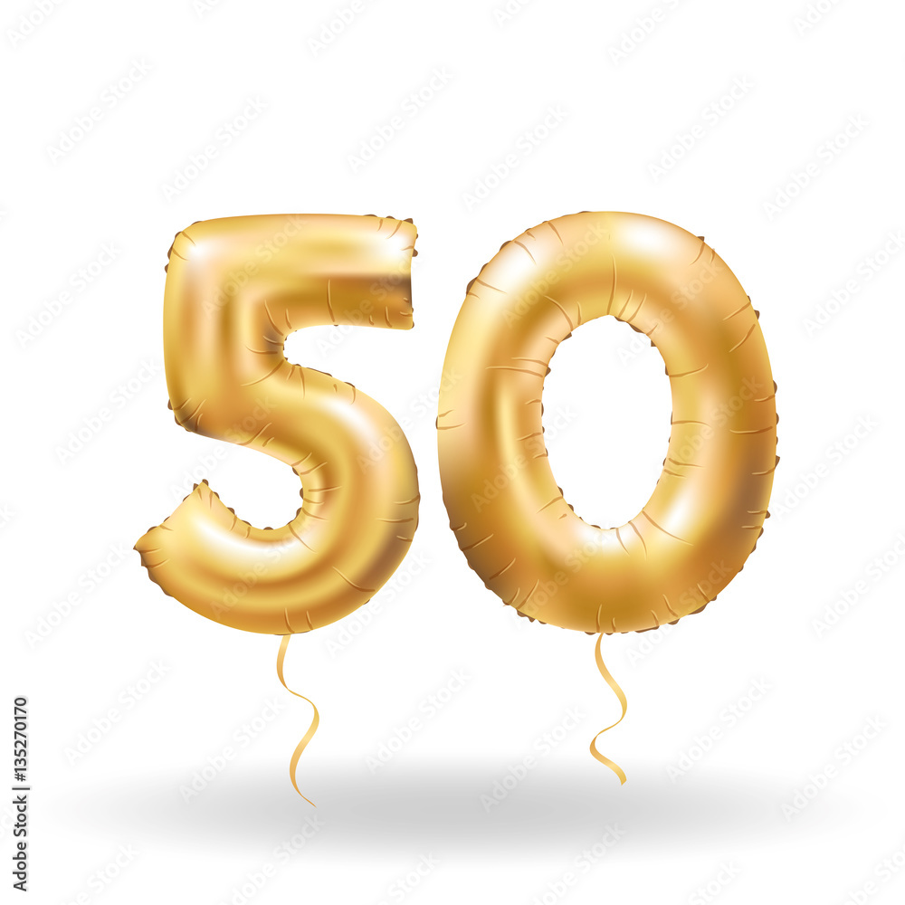 number fifty metallic balloon Stock Vector | Adobe Stock