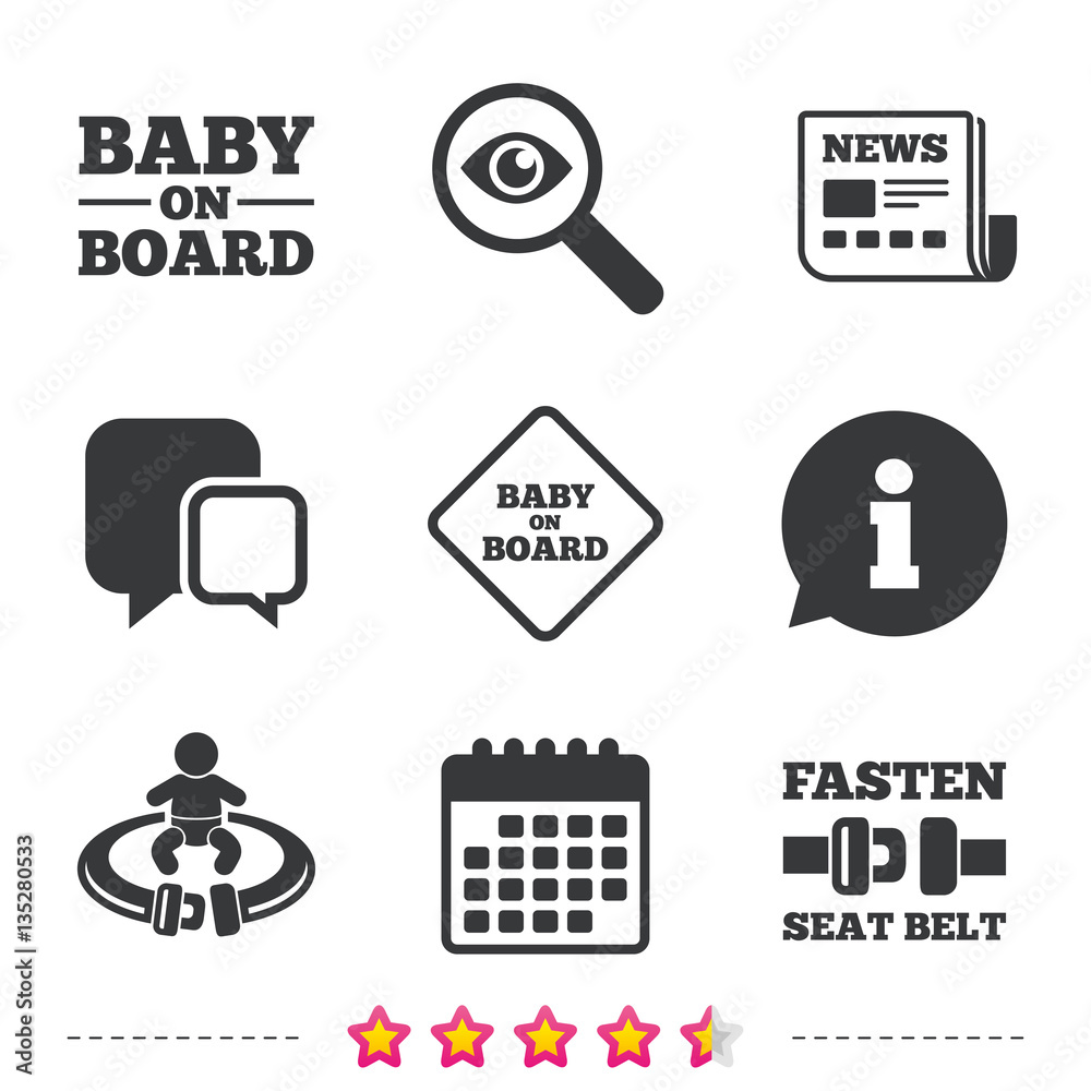 Baby on board icons. Infant caution signs. vector de Stock | Adobe Stock