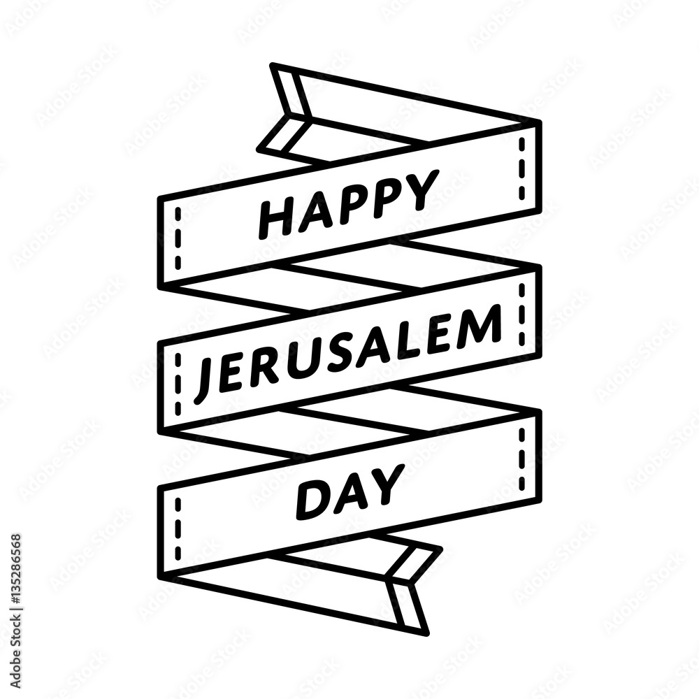 Happy Jerusalem day emblem isolated vector illustration on white ...