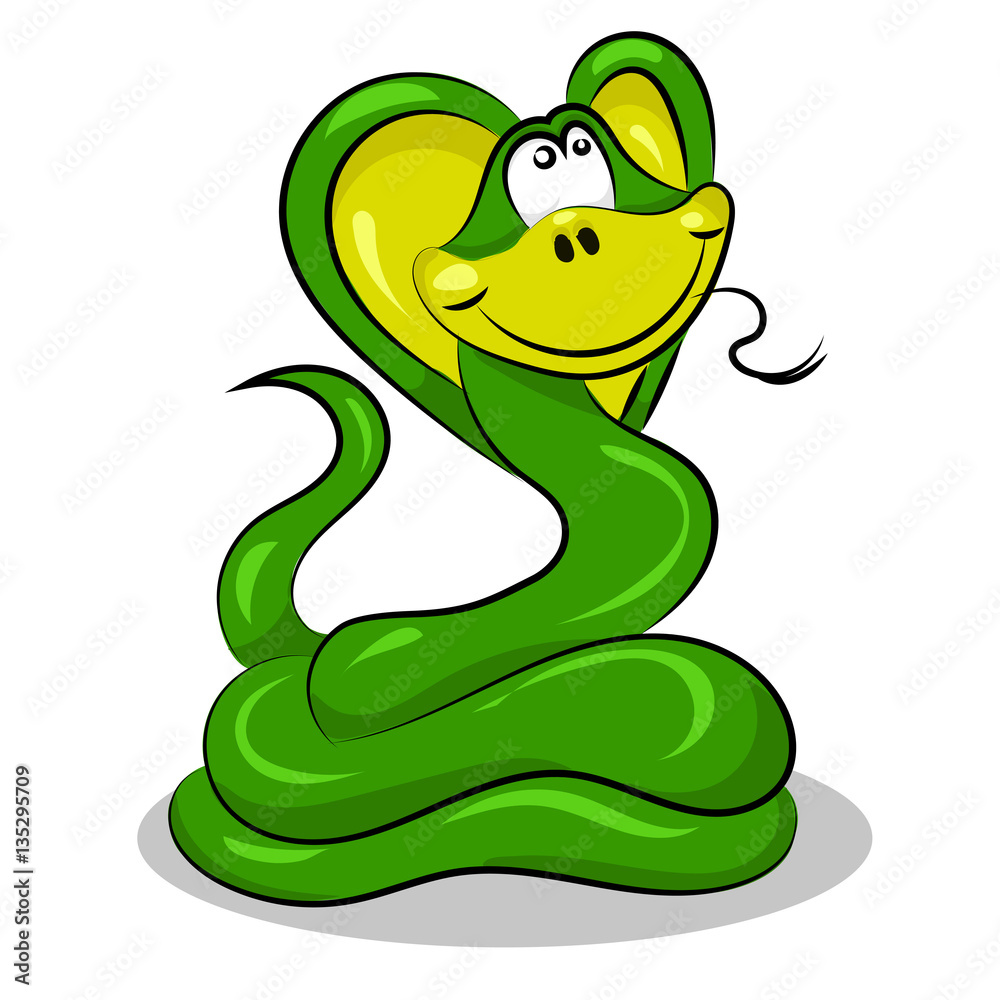 cartoon brown snake cobra with tongue and fangs Stock Vector | Adobe Stock