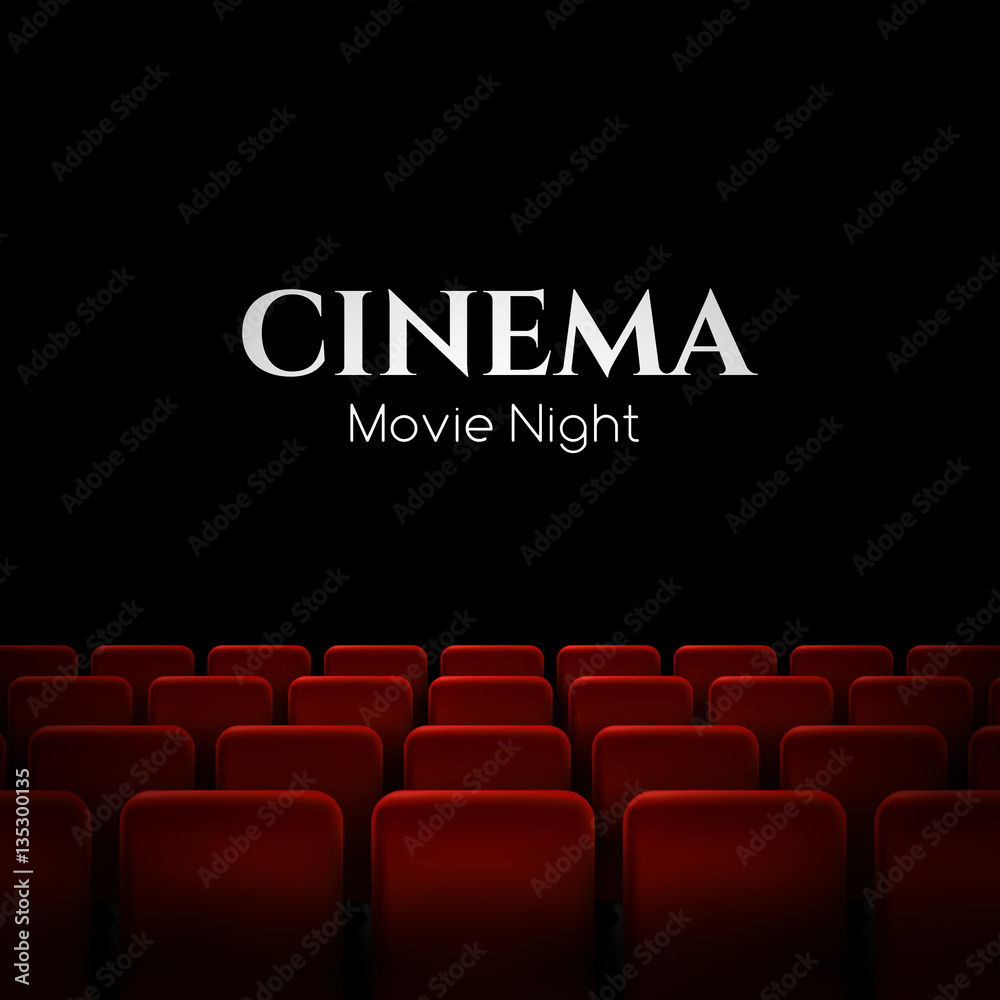 Movie cinema premiere poster design with red seats. Vector background ...