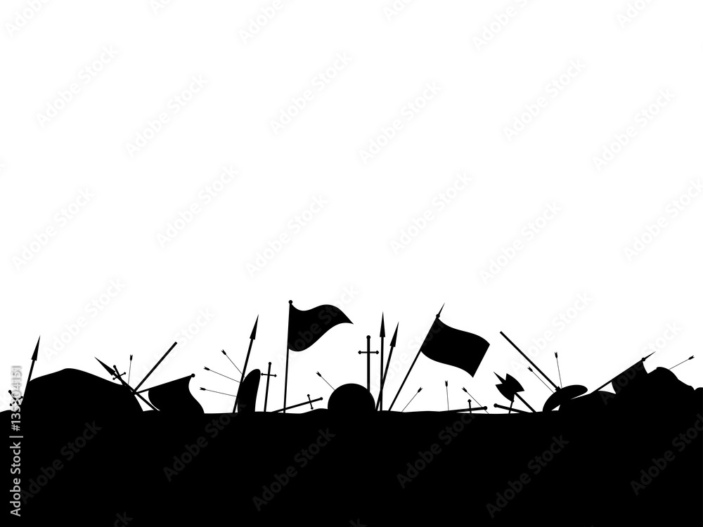 Vetor de Medieval battlefield. After the battle. Vector illustration do ...