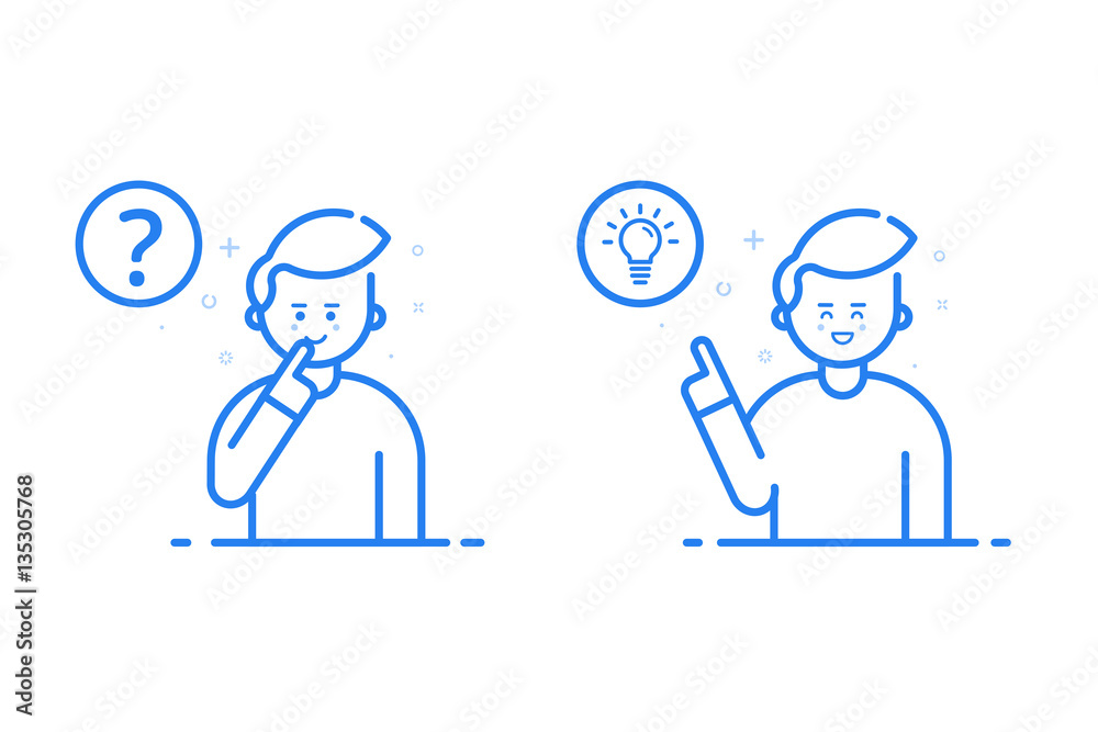 Vector illustration in flat linear style and blue colors - problem ...