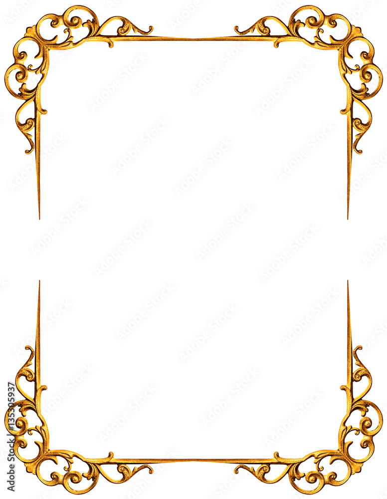 Golden frame isolated on white Stock Photo | Adobe Stock