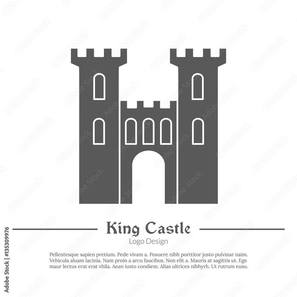 Medieval King castle, tower. Single logo in modern black simple style ...