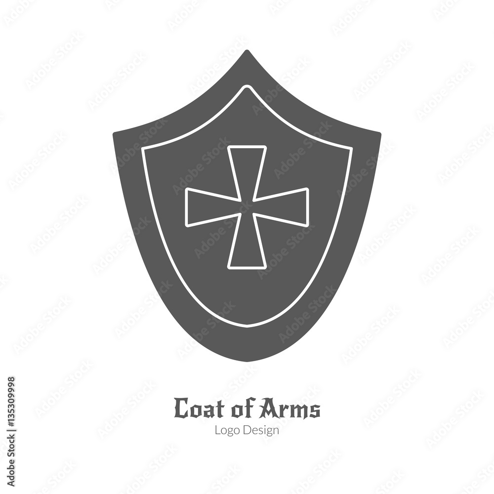Medieval heraldic shield. Single logo in modern black simple style ...