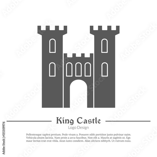 Medieval King castle, tower. Single logo in modern black simple style ...
