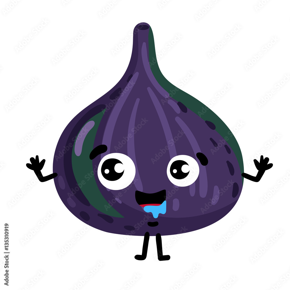 Cute fruit figs cartoon character isolated on white background vector ...
