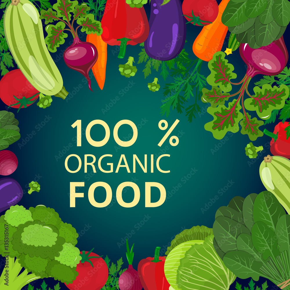 Eco food menu background. Fresh organic food, healthy eating vector ...