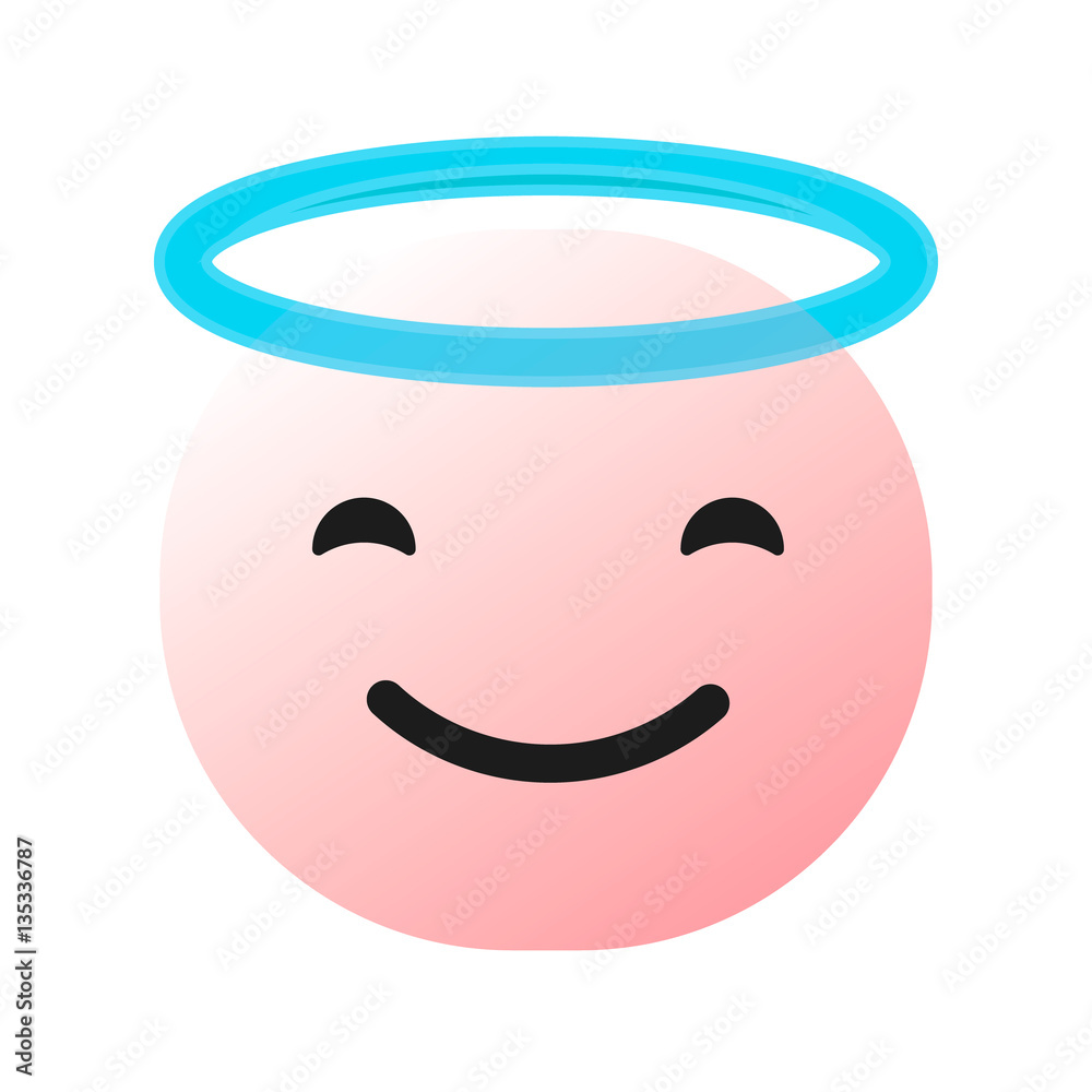 pink angel emoticon , emoji , smiley - vector illustration Stock Vector | Adobe Stock