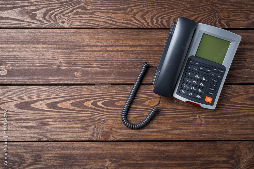 Telephone on wooden table Stock-Foto | Adobe Stock