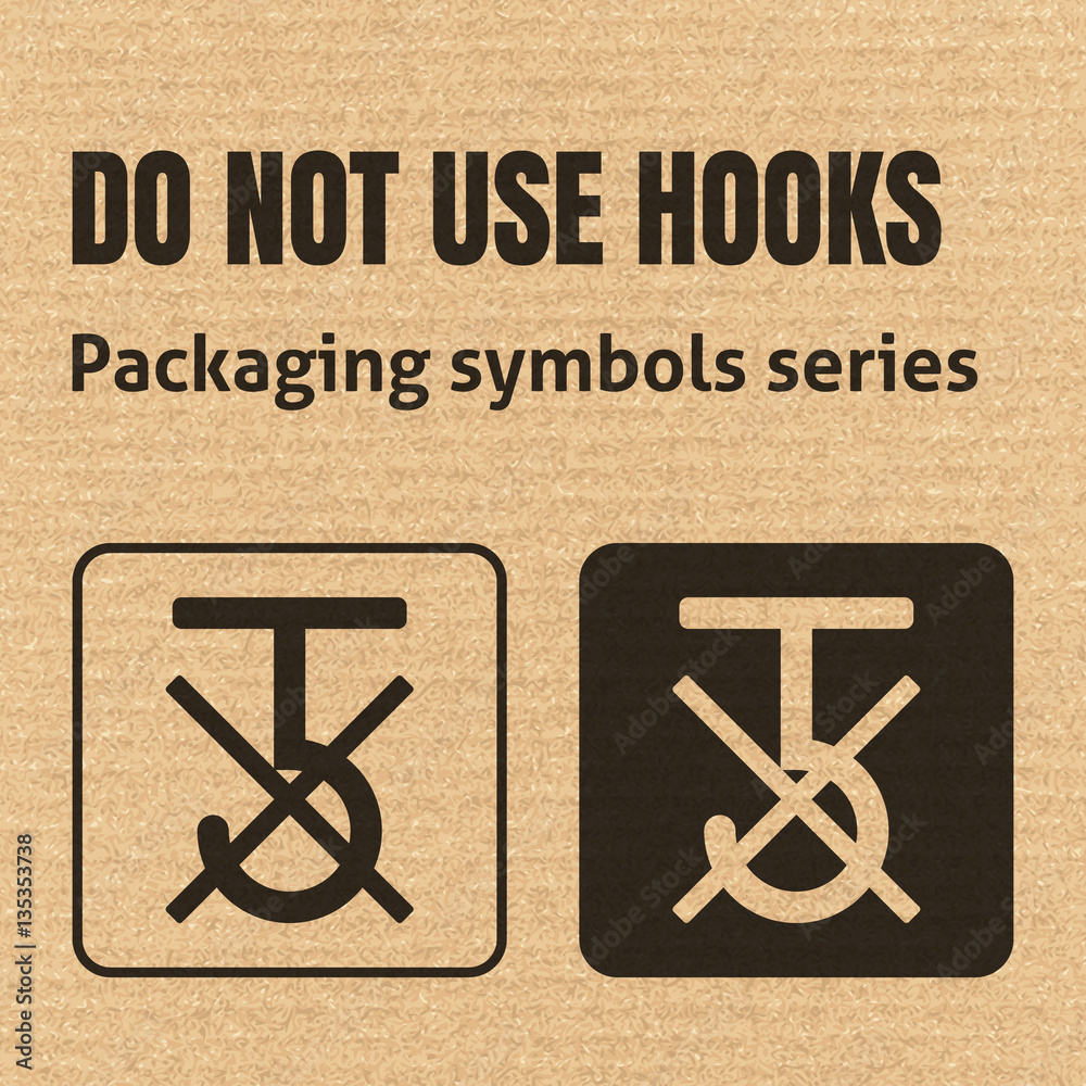 Do Not Use Hooks Or Use No Hooks Packaging Symbol On A Corrugated Cardboard Background For Use