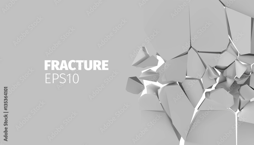 Fracture vector background for banner. Rock explode and destruction ...