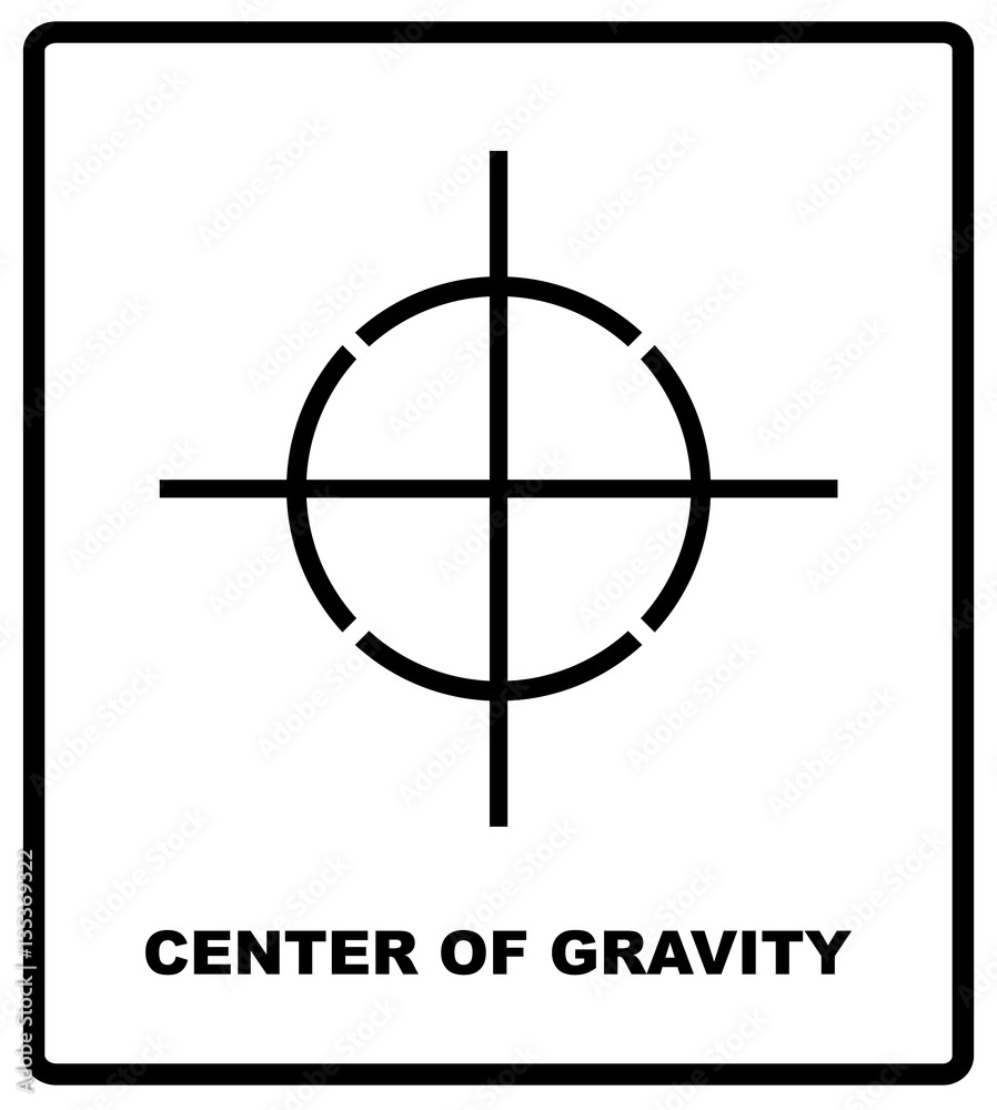 Vecteur Stock CENTER OF GRAVITY packaging symbol on a corrugated ...