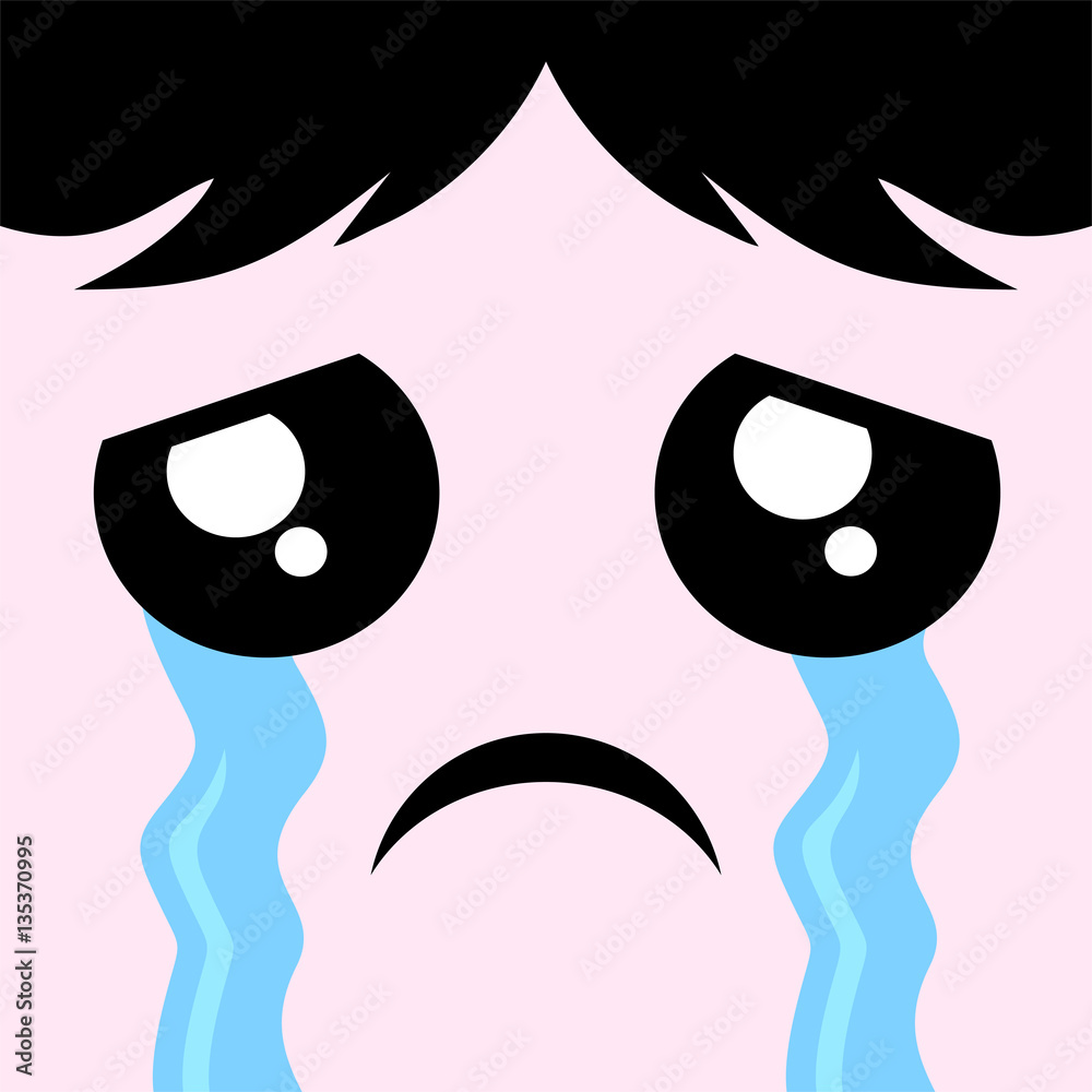 cry face draw Stock Vector | Adobe Stock
