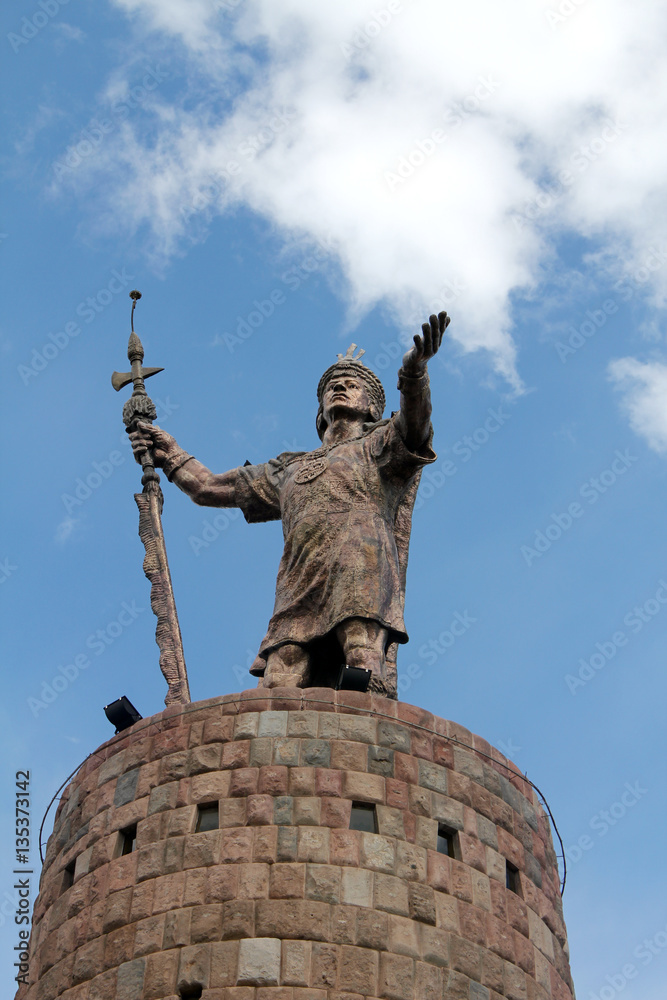 Statue of Incan warrior Pachacutec in Cusco Peru Stock Photo | Adobe Stock