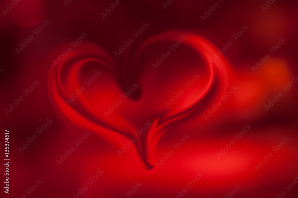 Digital blurred dark red background with hearts pictured with liquify ...